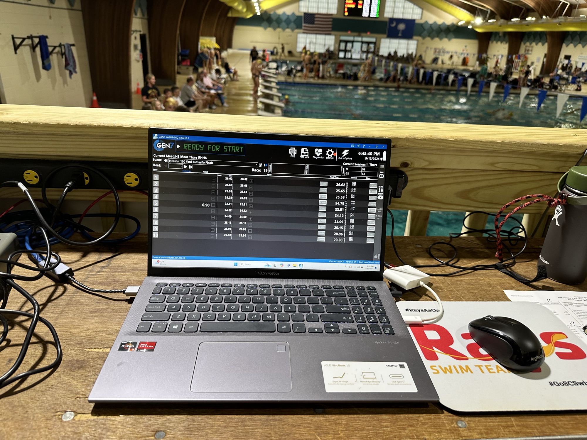 Running the scoreboard for the swim meet – BrooksHouse